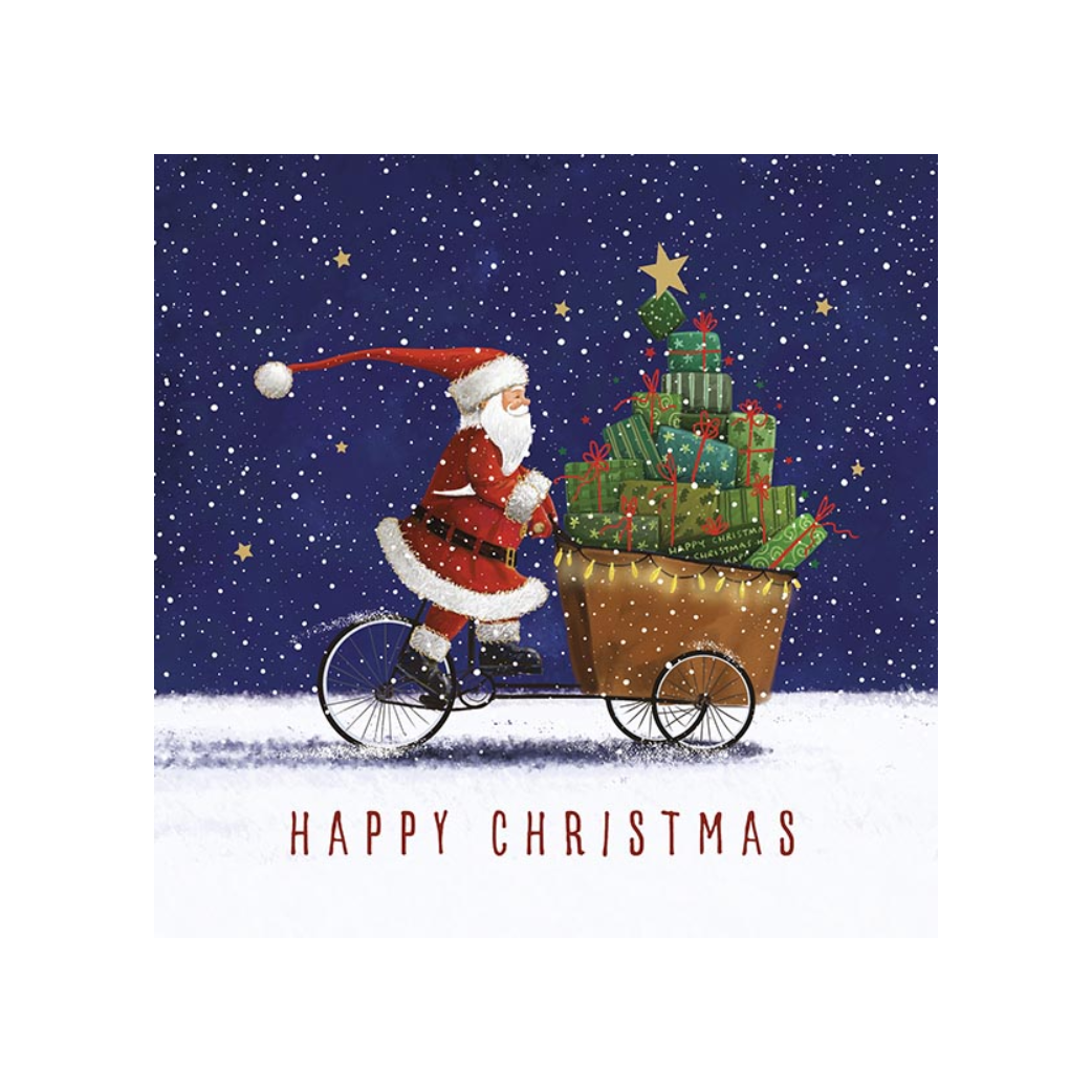 Cycling Santa Christmas card (5 pack) – Walk Wheel Cycle Trust Shop