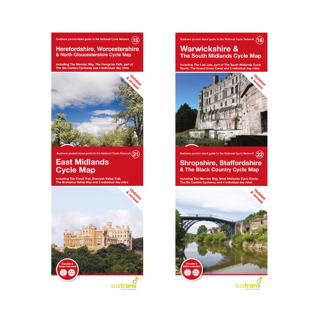 Midlands Regional Map Collection | Sustrans Shop – Walk Wheel Cycle ...