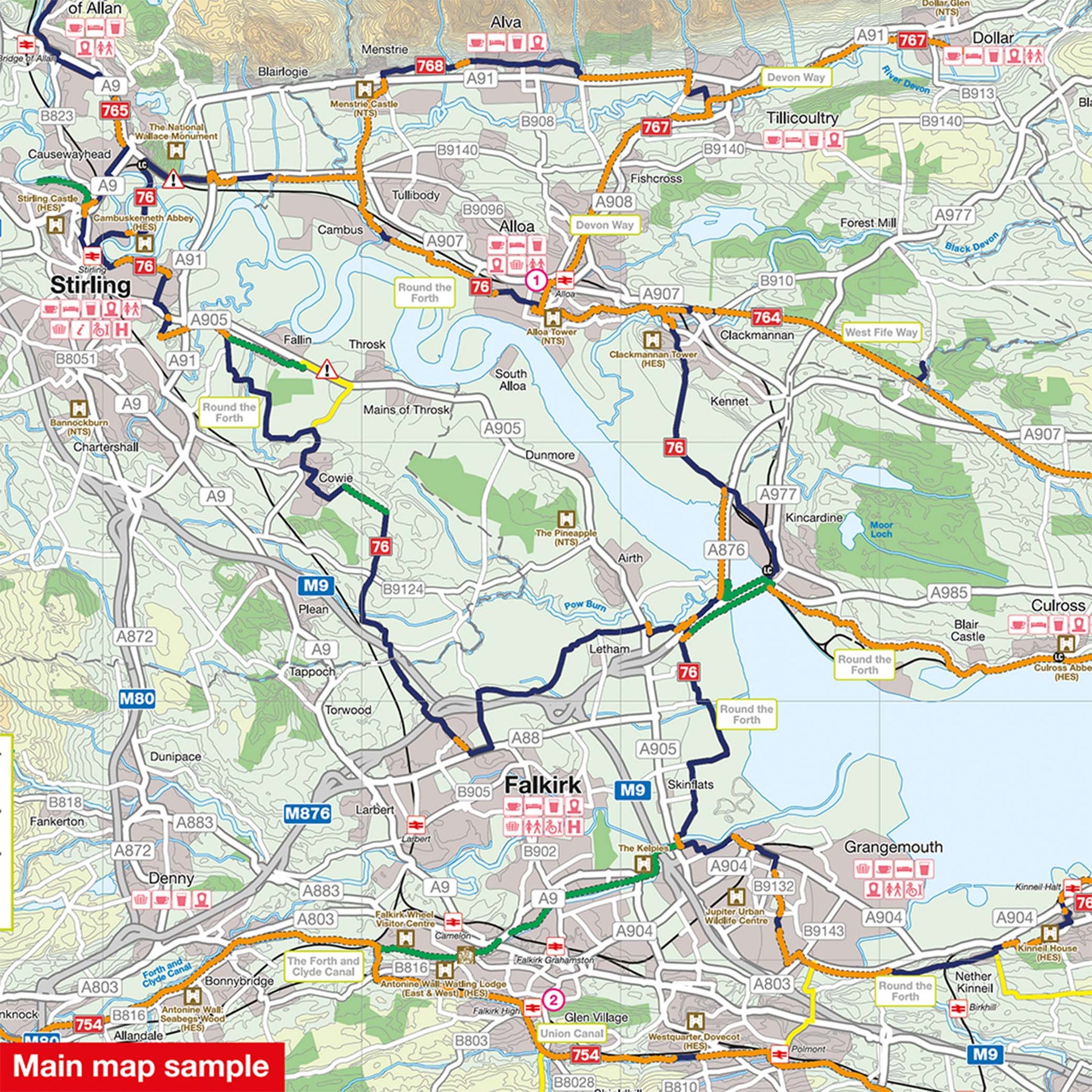 Edinburgh, Stirling and the Forth Cycle Map (40) – Walk Wheel Cycle ...