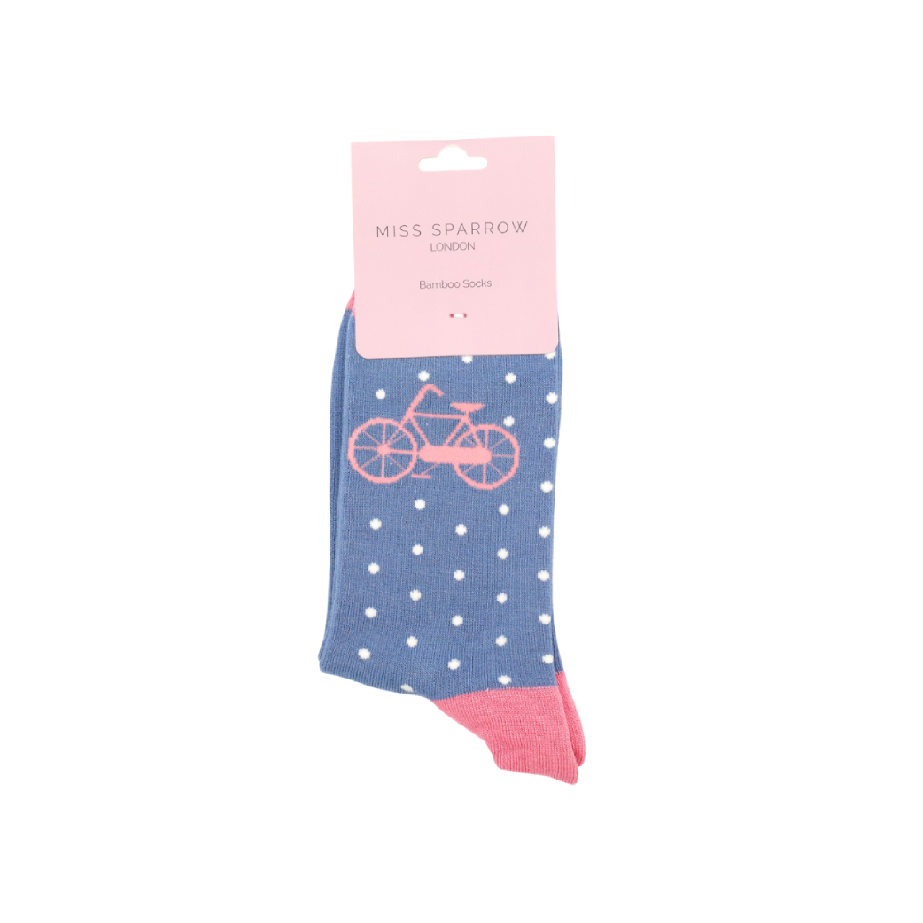 Miss Sparrow Blue Bamboo Bikes & Spots Super Soft Socks – Walk Wheel ...